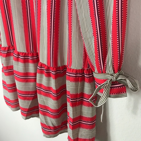 LOFT | Dresses | Loft Red Petite Spiced Stripe Flounce Dress Sm | Poshmark